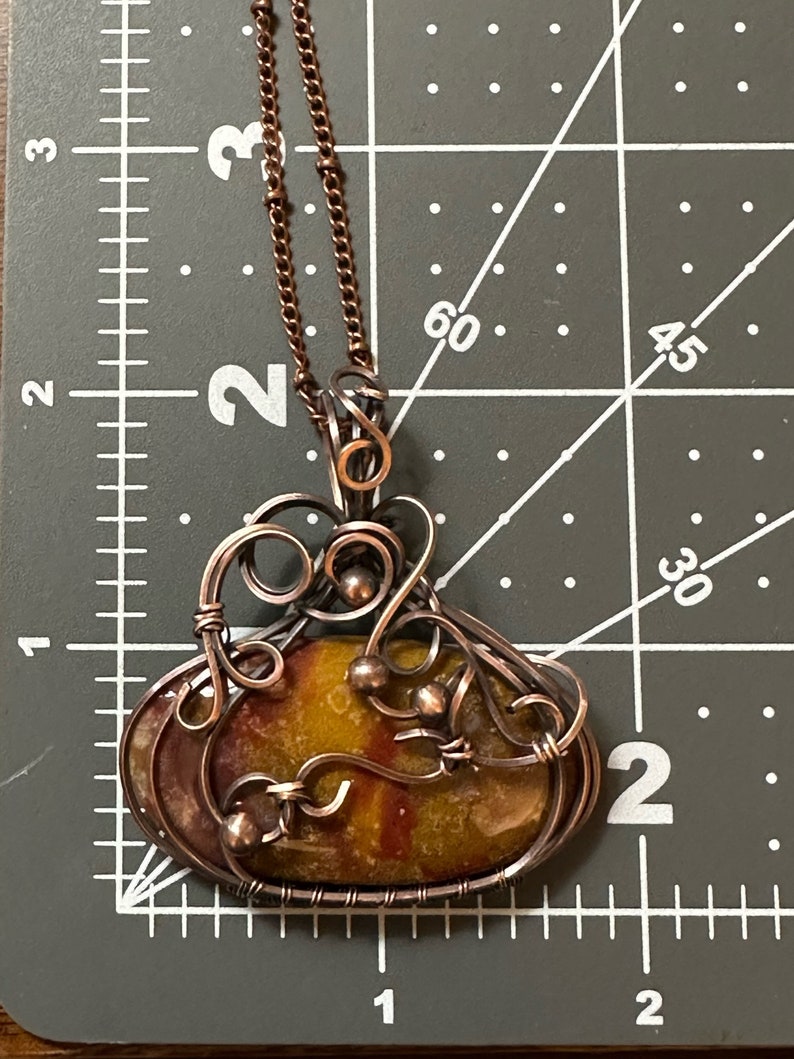 Autumn Colored Oval Swirly Handmade Wire Wrapped Pendant - Etsy