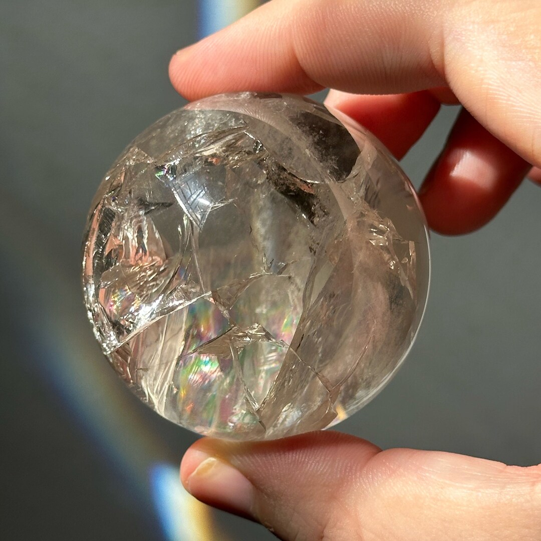 Clear Crackle Quartz Sphere With Strong Rainbows | Crystal Ball ...