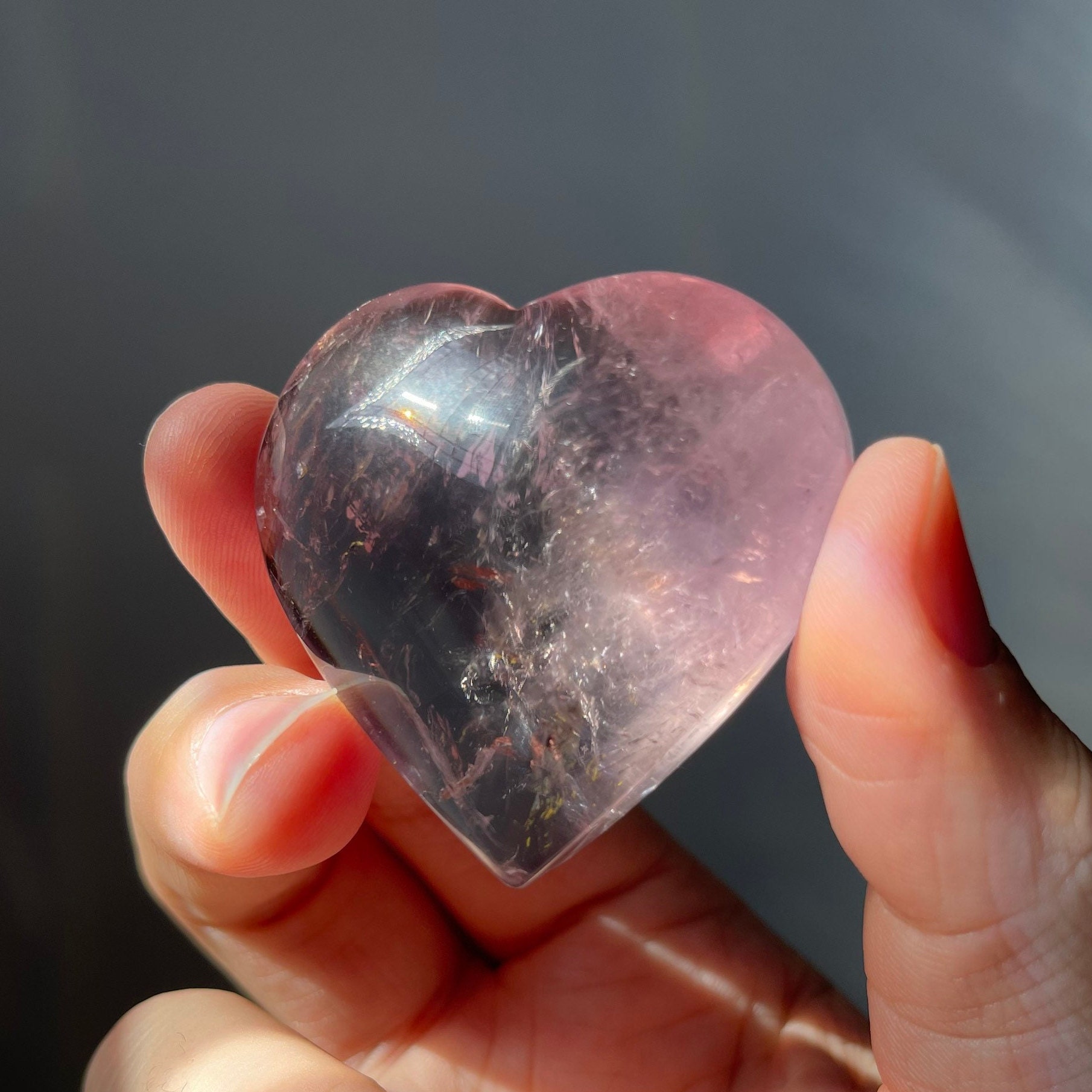 Gorgeous Amethyst Crystal Heart | Rainbows | Hand Carved | High Quality ...