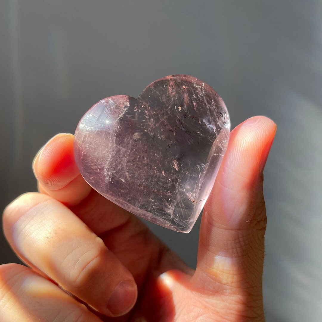 Gorgeous Amethyst Crystal Heart | Rainbows | Hand Carved | High Quality ...