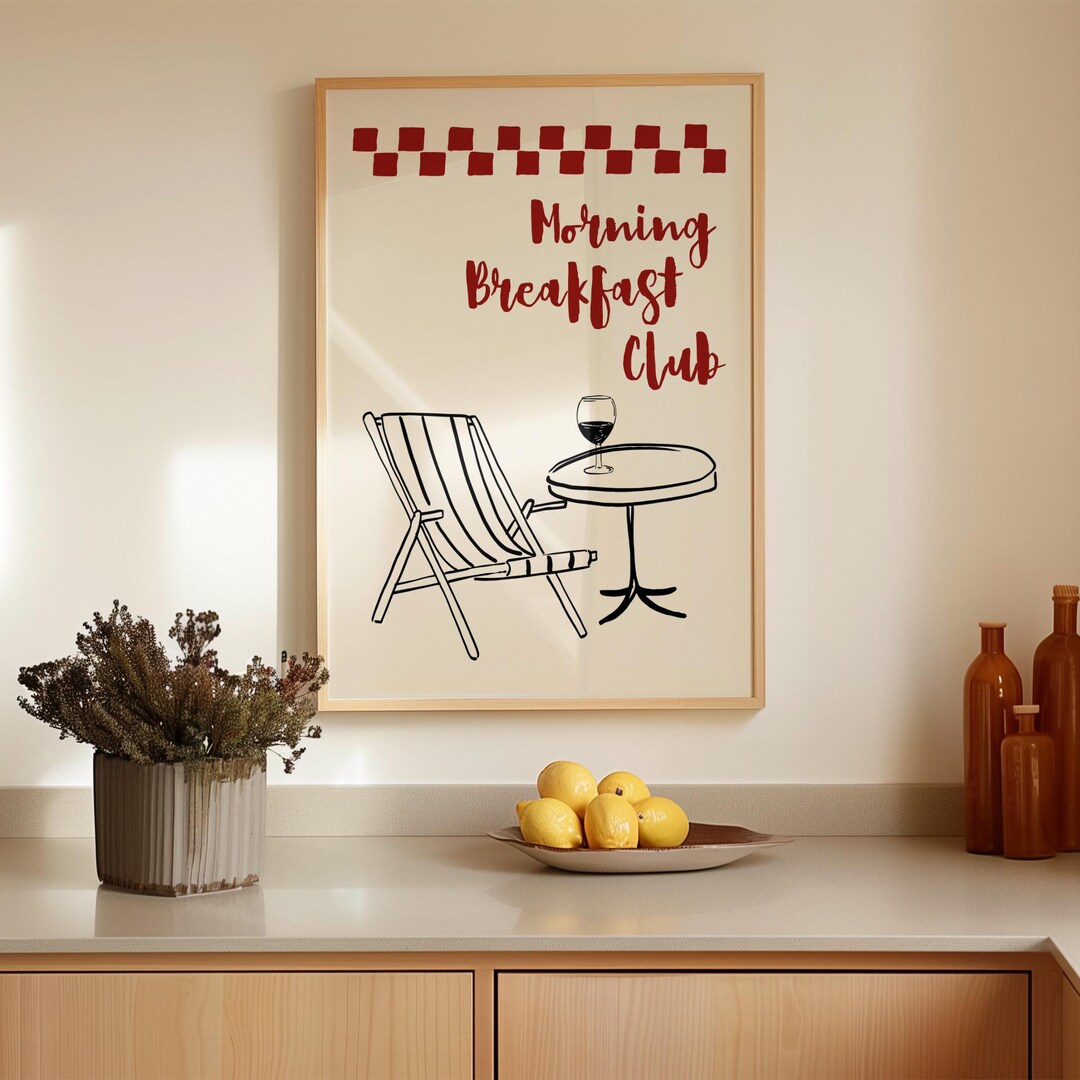 Funny Kitchen Breakfast Poster, Trendy Food Drink Print, Hand Drawn ...