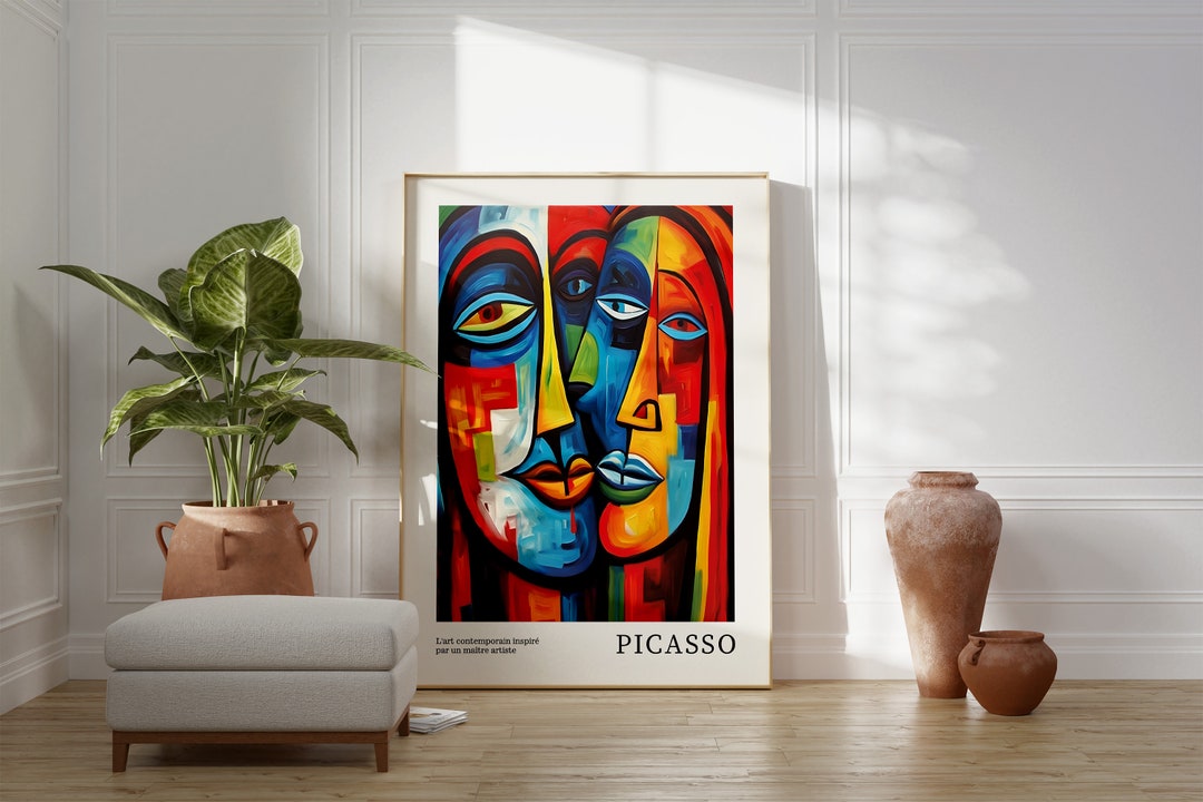 Pablo Picasso Abstract Geometric Faces Exhibition Wall Art Print ...