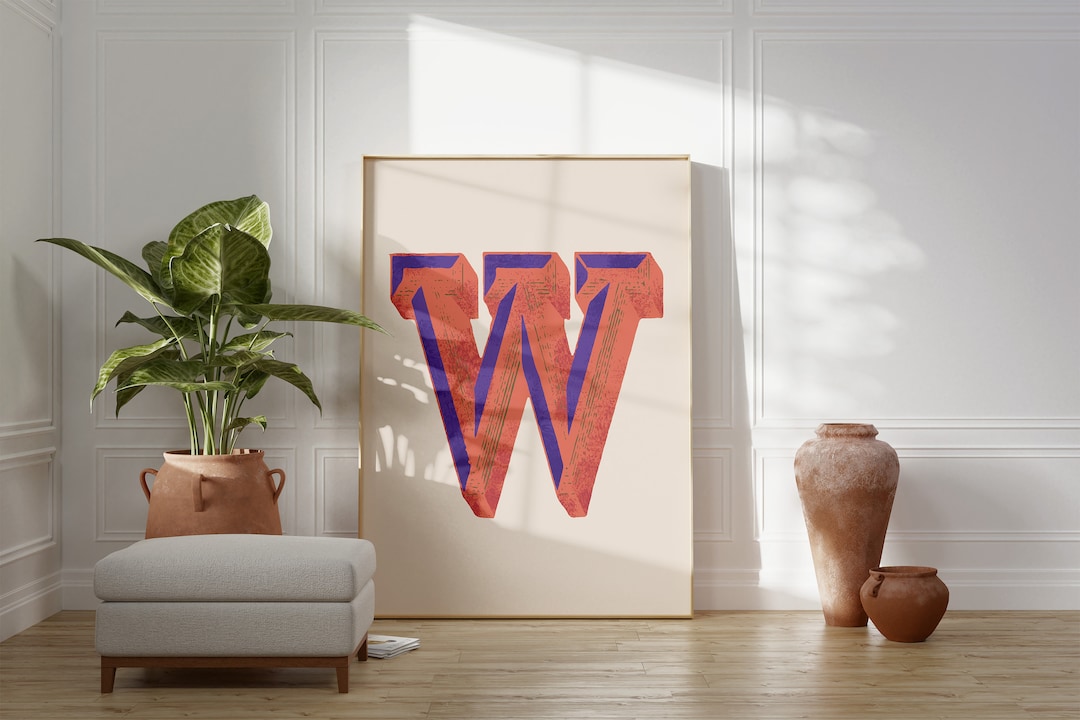 Vintage Letter W Print: Eclectic Typography Poster - Etsy
