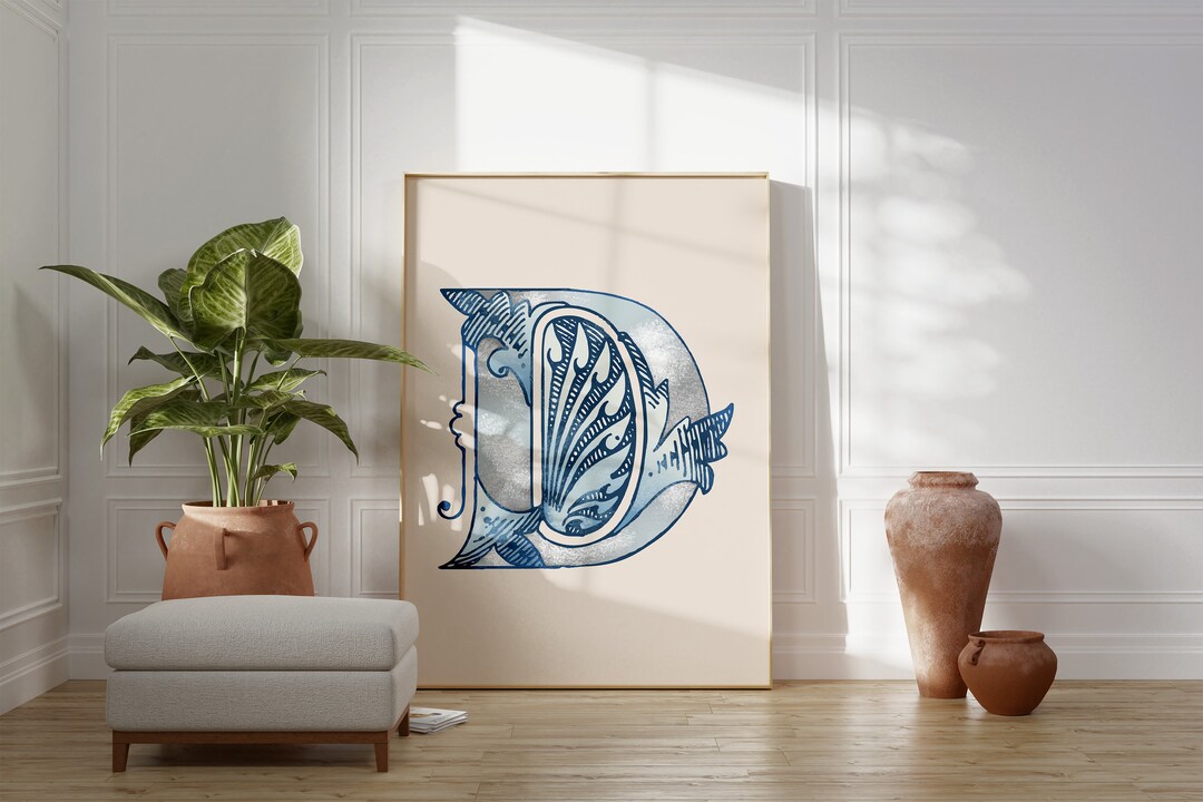 Vintage Letter D Print: Eclectic Initial Typography Art - Etsy
