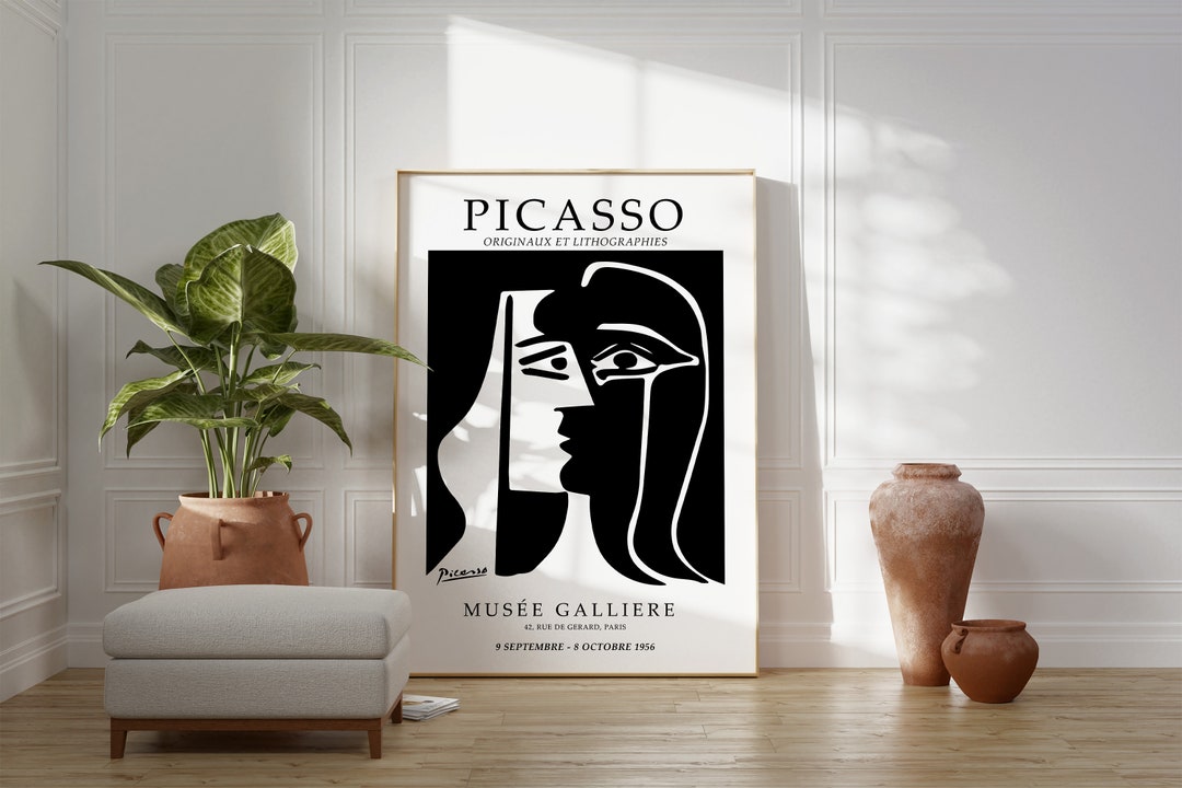 Picasso Black&white Kiss Print, Monochrome Exhibition Art, Minimalist ...