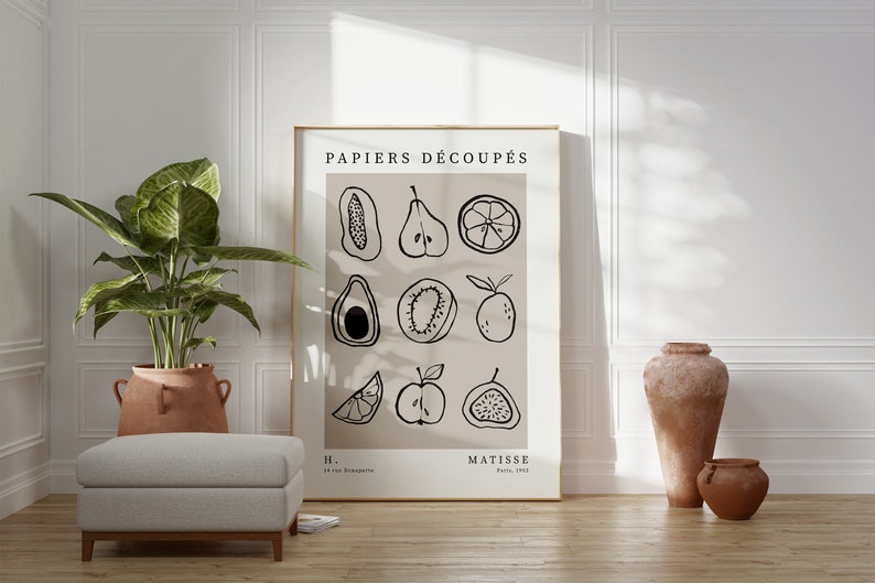 Matisse Fruit Poster: Beige Minimalist Kitchen Wall Art - Etsy