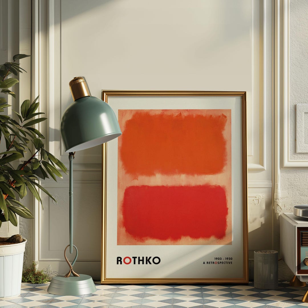 Mark Rothko Vintage Red/orange Art Exhibition Poster, Rothko A ...