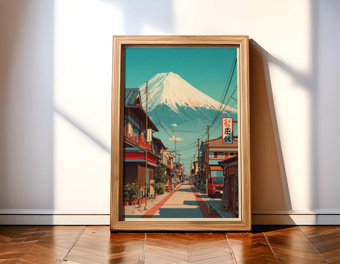 Mount Fuji Japan Print, Anime Style Japanese Street Wall Art, Retro ...