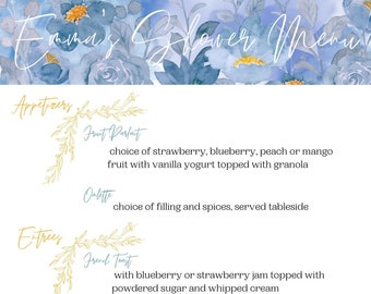 Blue Aster Menu Template - Etsy