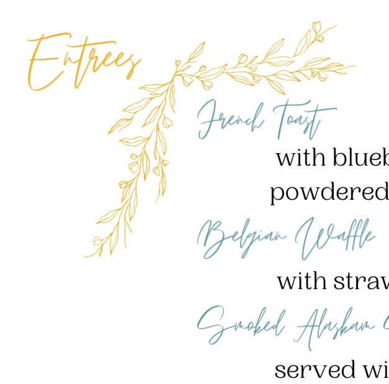 Blue Aster Menu Template - Etsy