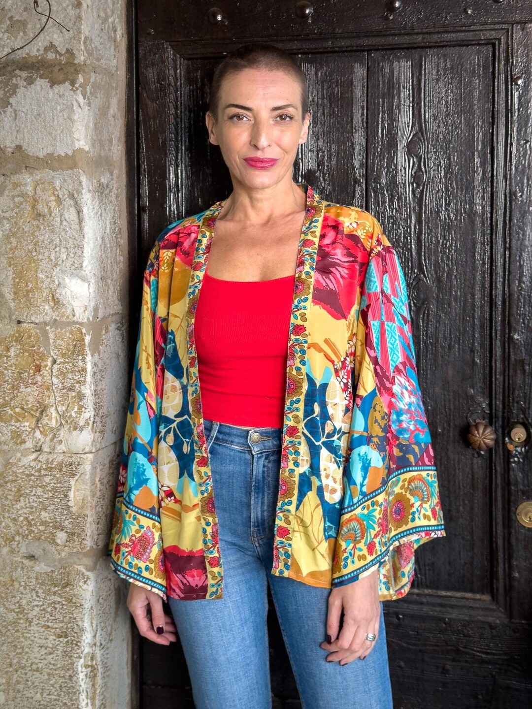 Vintage Silk Kimono Jacket – Short Open Jacket Women – Boho Chic Style ...