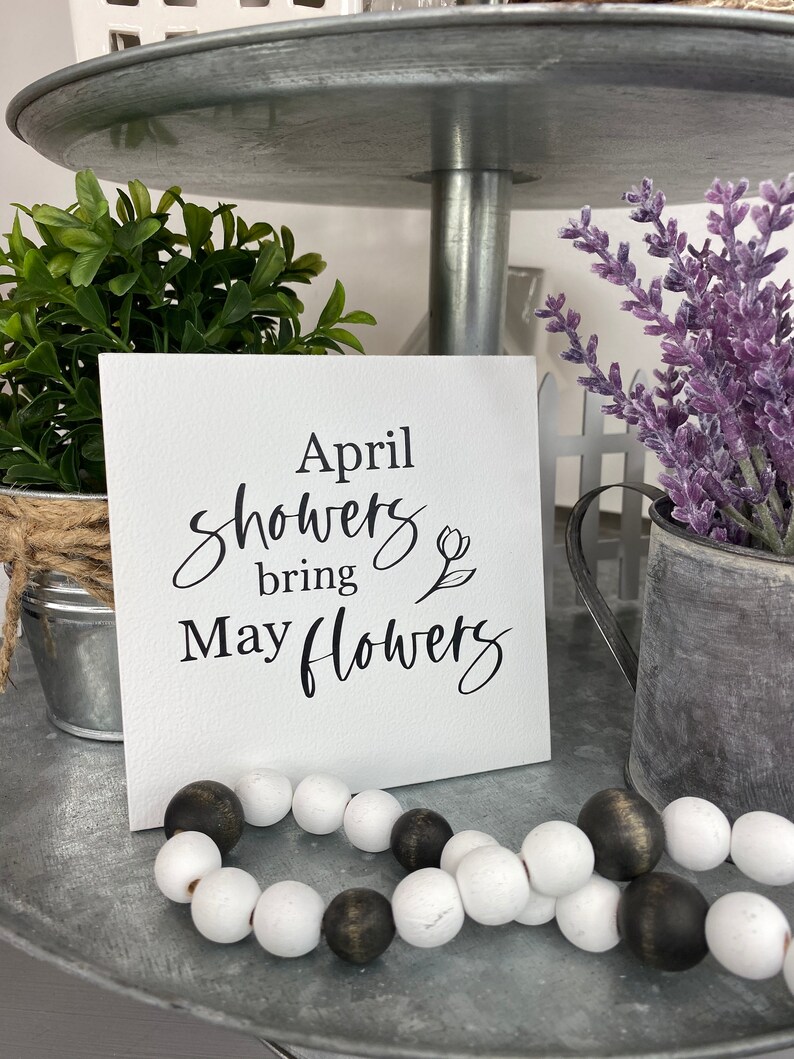 April Showers Bring May Flowers Sign Spring Decor Small Wood - Etsy