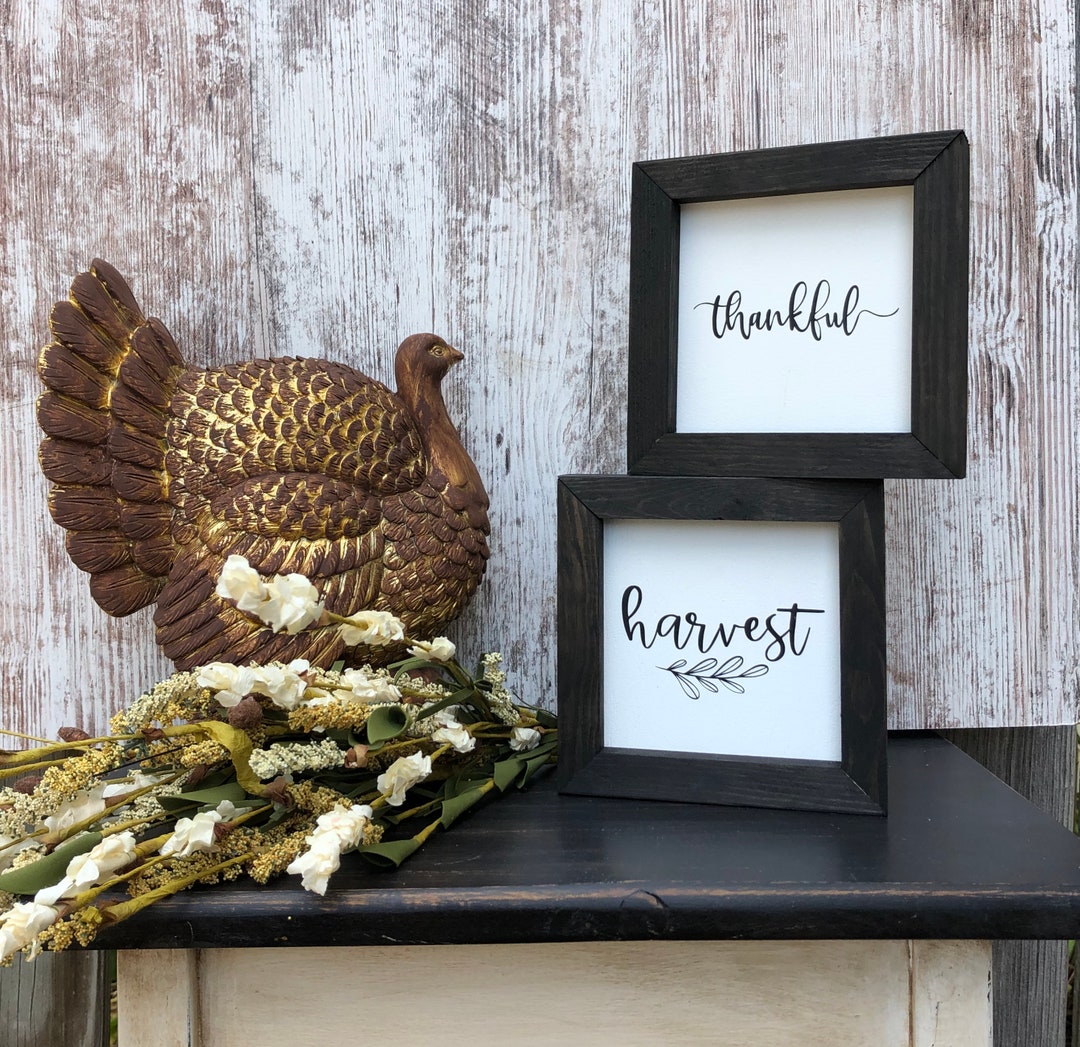 Wood Thanksgiving Signs, Thanksgiving Tray Signs, Give Thanks Pumpkin ...