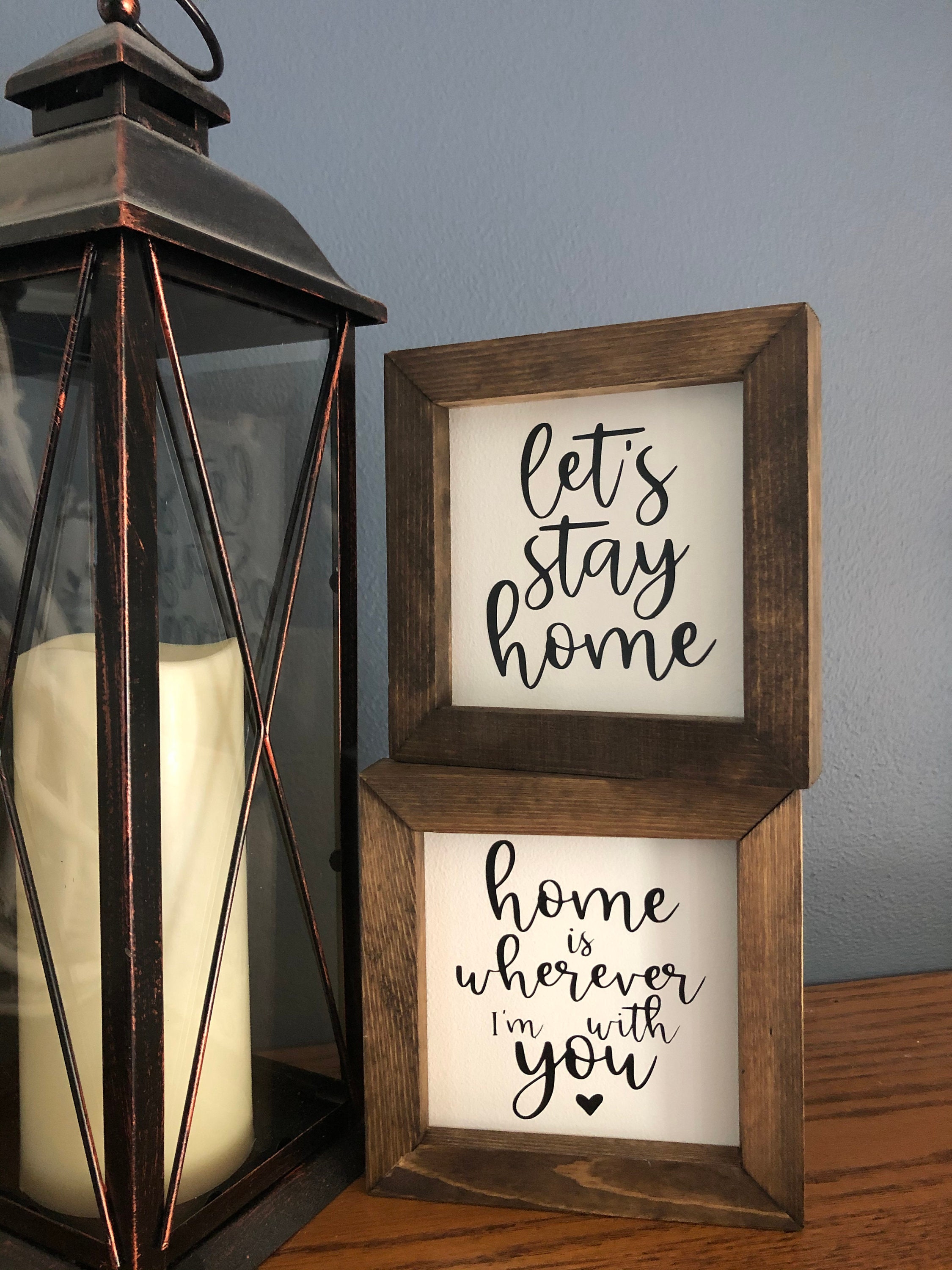 Wood Home Sign Double Sided Home is Wherever You Are Lets | Etsy