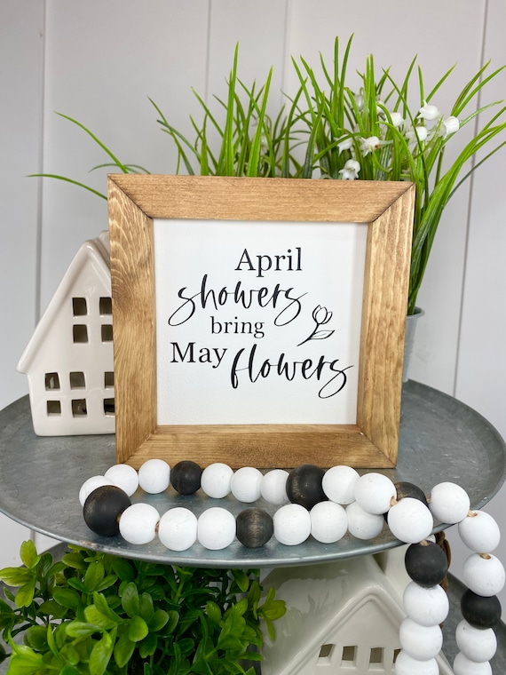 April Showers Bring May Flowers Sign Spring Decor Small Wood - Etsy
