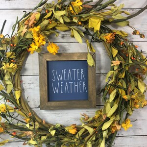 Wood Sweater Weather Sign, Blue Fall Decor, Small Wood Sign, Rustic ...