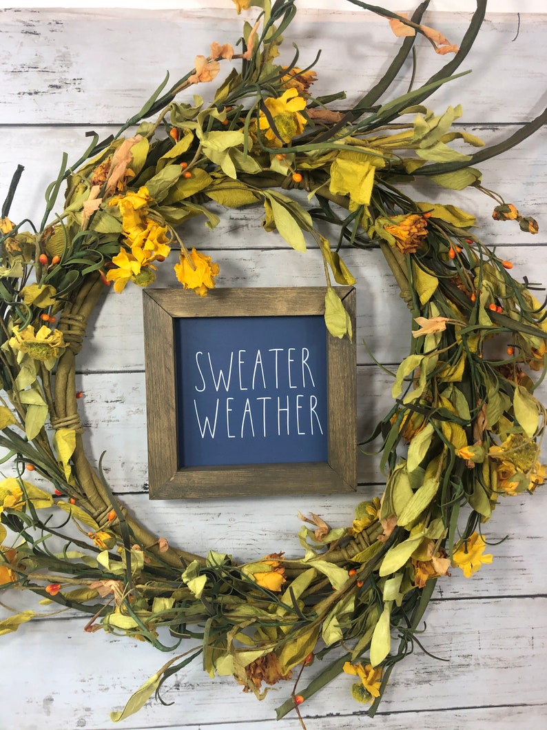 Wood Sweater Weather Sign Blue Fall Decor Small Wood Sign - Etsy