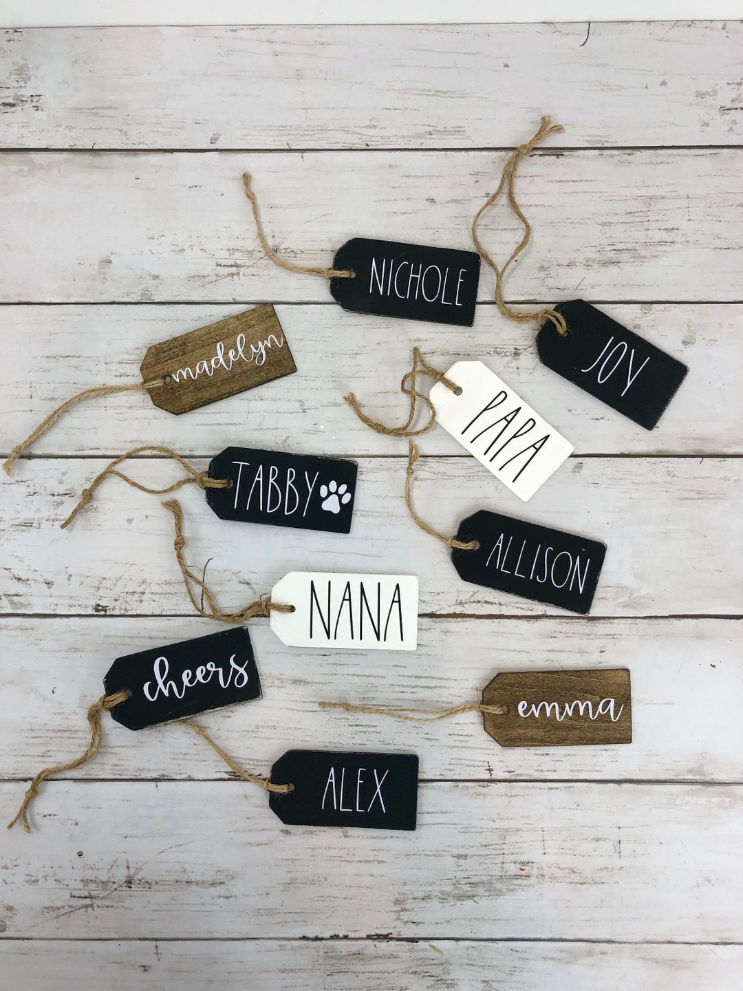 Personalized Gift Tags Farmhouse Christmas Stocking Tags Wood Gift Tags ...