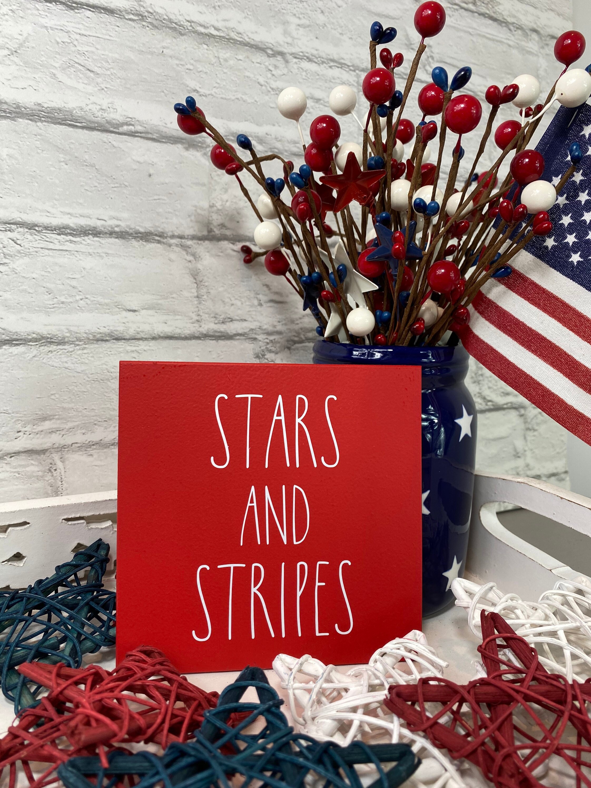 Stars and Stripes Sign 4th of July Signs Small Wood Tray - Etsy