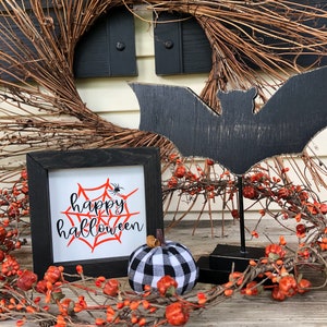 Halloween Decor Happy Halloween Sign, Spider Web Sign, EEK Sign, Rustic ...