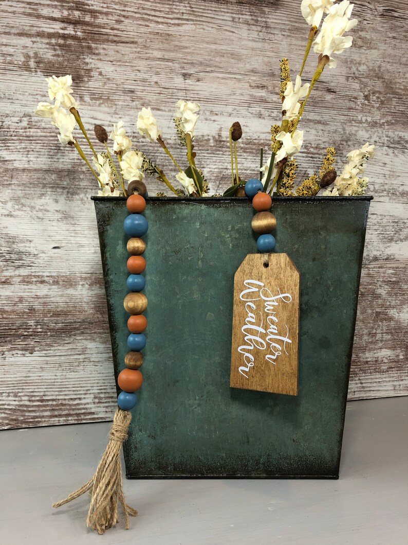 Fall Tray Decor Garland Beads Tag Tassel Wood Fall Tiered - Etsy