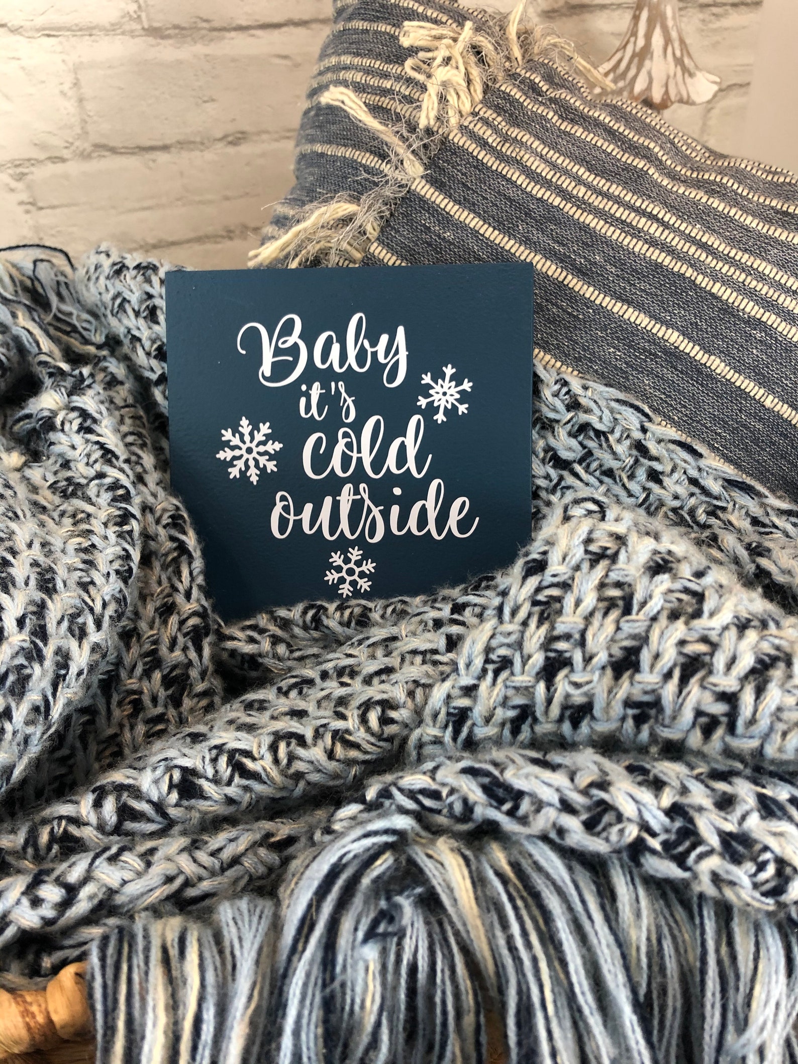 Baby Its Cold Outside Sign Let's Snuggle Sign Blue and - Etsy