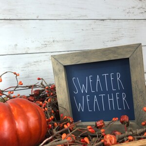 Wood Sweater Weather Sign, Blue Fall Decor, Small Wood Sign, Rustic ...