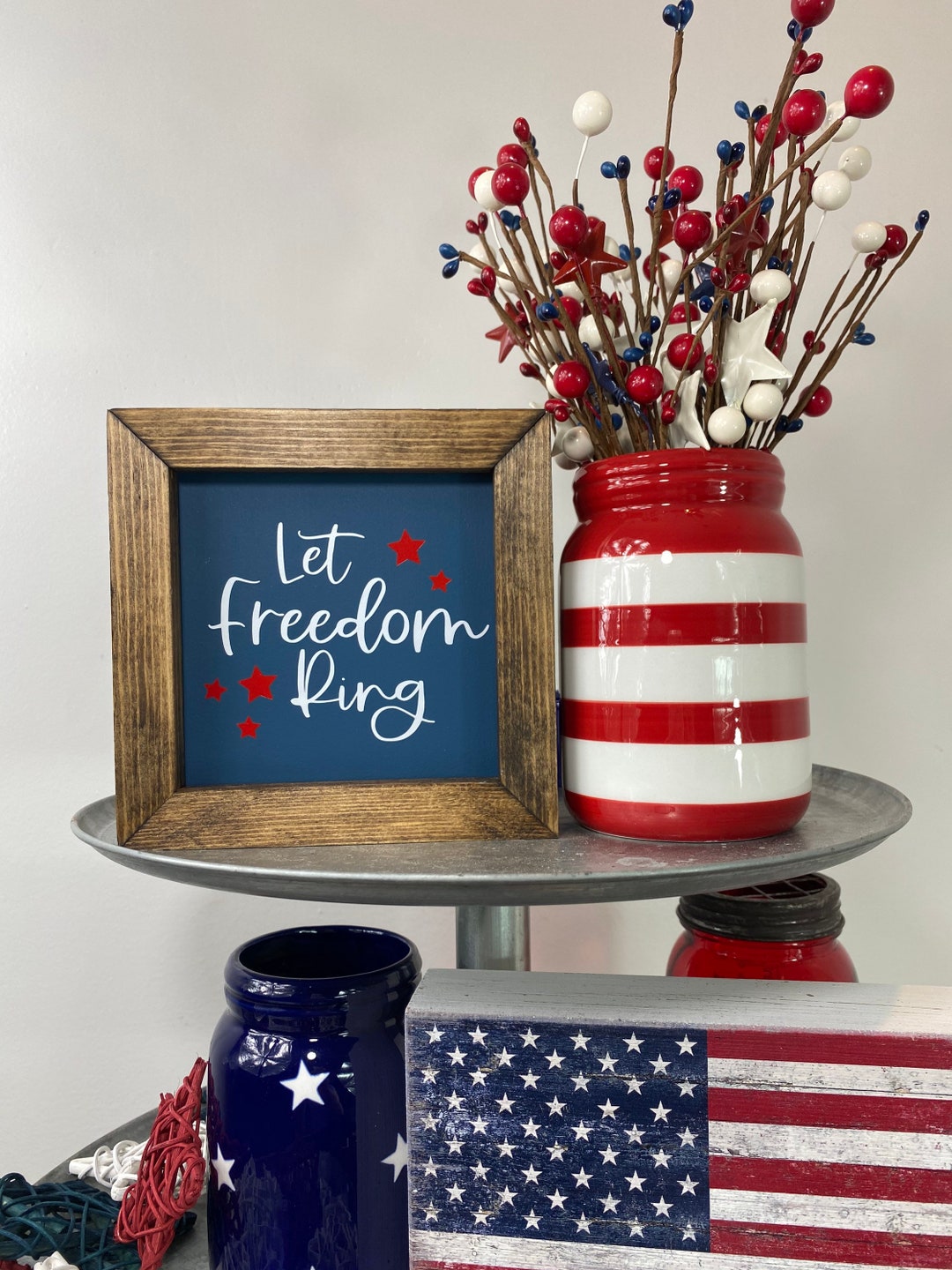 Let Freedom Ring Sign, 4th of July Signs, Fourth of July, Small Wood ...