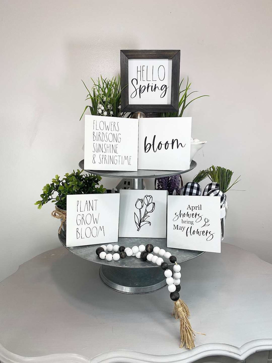 Wood Spring Signs, Spring Bundle, Small Signs, Spring Tray Decor Hello ...