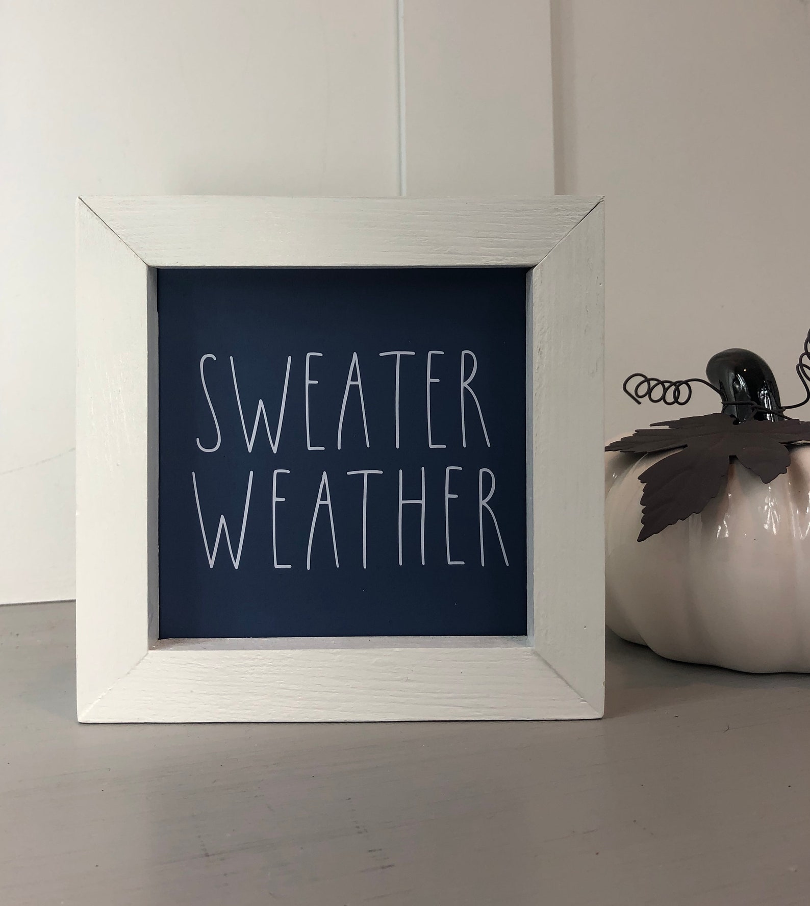 Wood Sweater Weather Sign Blue Fall Decor Small Wood Sign - Etsy