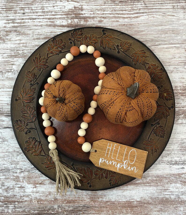 Fall Tray Decor Garland Beads Tag Tassel Wood Fall Tiered - Etsy