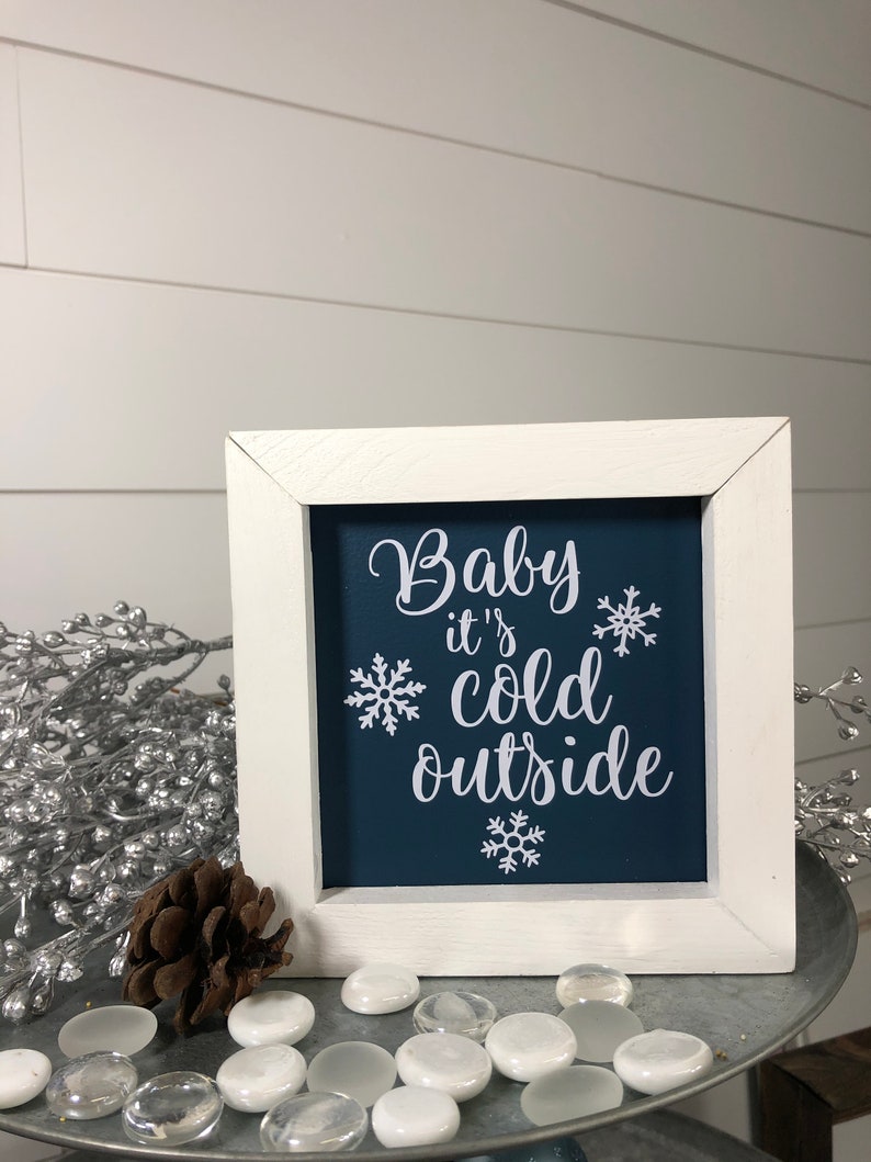Baby Its Cold Outside Sign Let's Snuggle Sign Blue and - Etsy