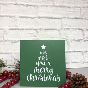 Wood Christmas Tree Sign, Green We Wish You A Merry Christmas Sign Hope ...