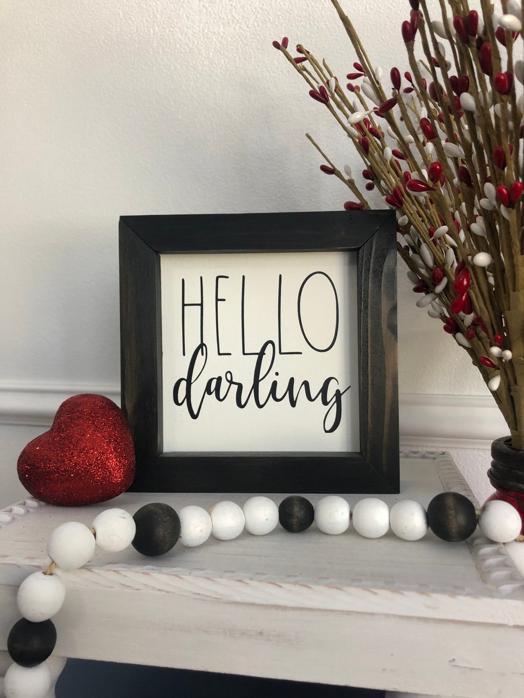 Hello Darling Sign, Small Wood Anniversary or Valentines Day Sign ...