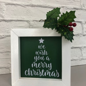 Wood Christmas Tree Sign, Green We Wish You A Merry Christmas Sign Hope ...