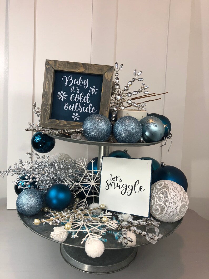 Baby Its Cold Outside Sign Let's Snuggle Sign Blue and - Etsy