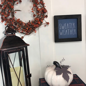 Wood Sweater Weather Sign, Blue Fall Decor, Small Wood Sign, Rustic ...