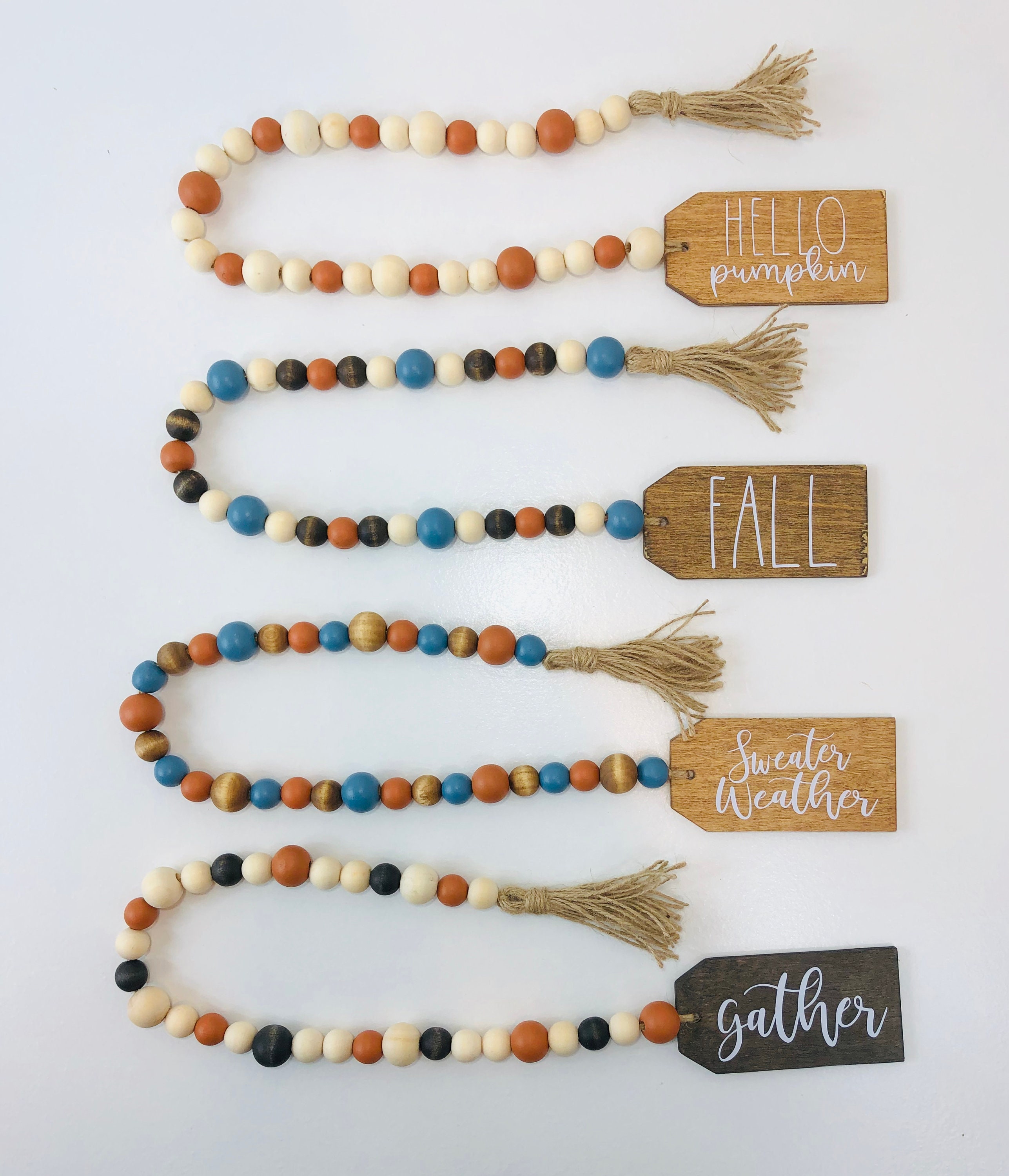 Fall Tray Decor Garland Beads Tag Tassel Wood Fall Tiered - Etsy