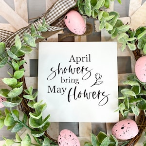 April Showers Bring May Flowers Sign Spring Decor Small Wood - Etsy