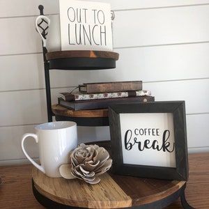 Coffee Bar Sign, Coffee Break Sign, Out to Lunch, Small Wood Kitchen ...