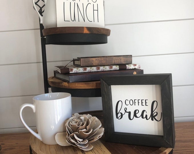 Coffee Bar Sign, Coffee Break Sign, Out to Lunch, Small Wood Kitchen ...