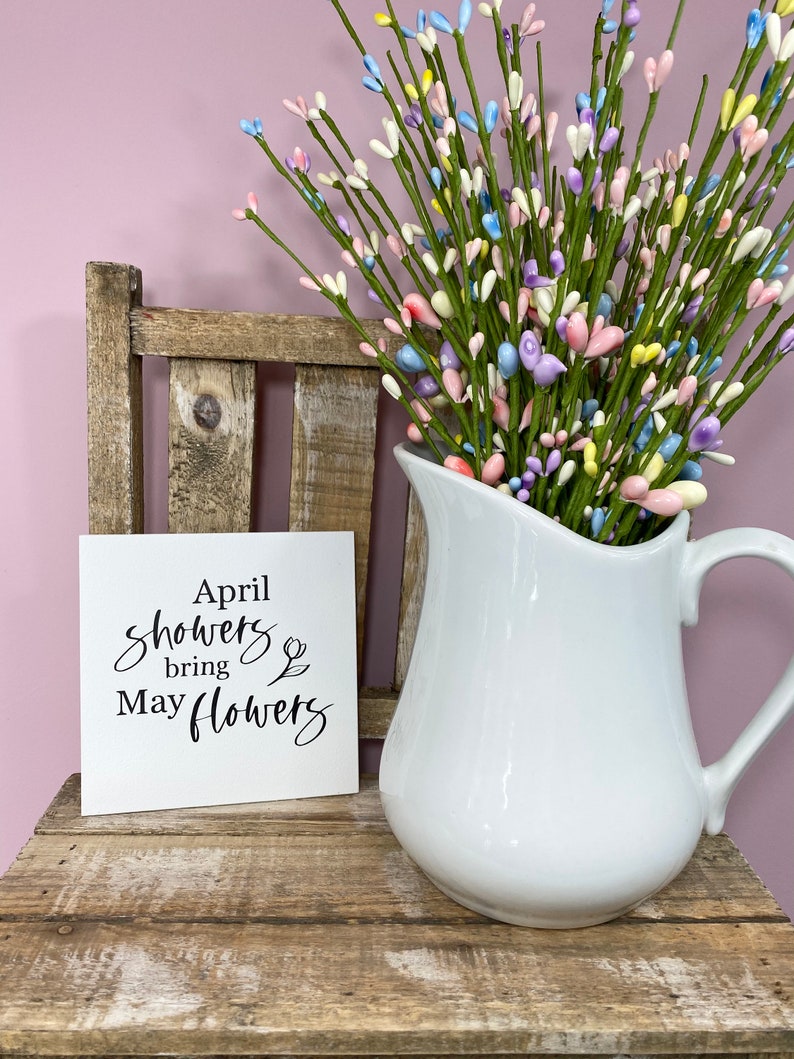 April Showers Bring May Flowers Sign Spring Decor Small Wood - Etsy