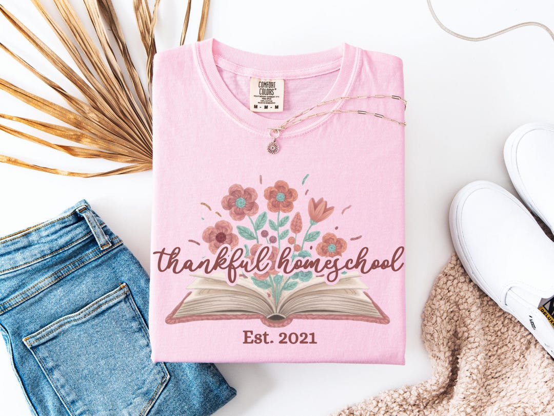 Faux Yarn Custom Thankful Blessed Homeschool Shirt | Personalized Fall ...