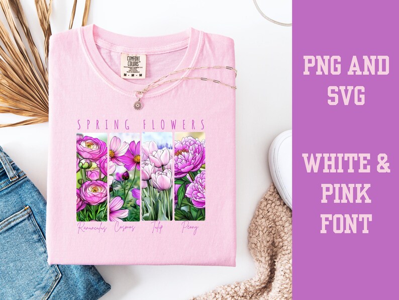 Pink Spring Flowers Digital Download, Brushstroke Watercolor, PNG ...