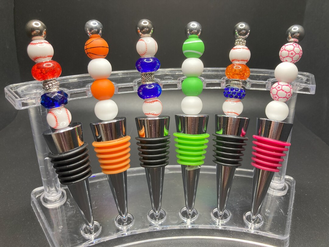 Sports Wine Stoppers-beaded Wine Stoppers-big Hole Beads-wine Lovers ...
