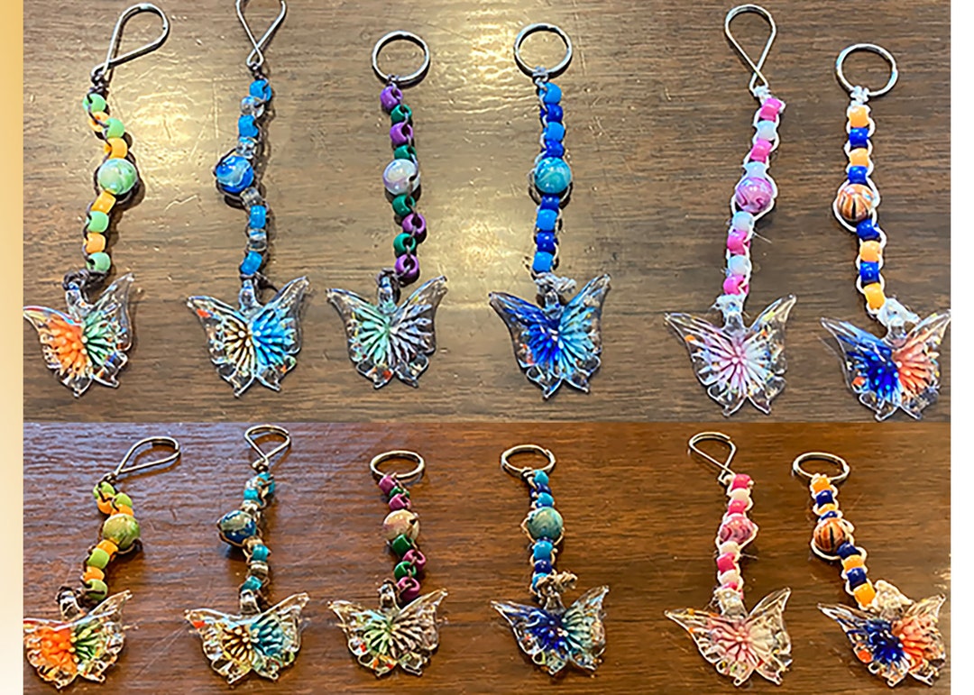 Colored Glass Butterfly Keychains-beaded Keychains-butterfly Decor ...