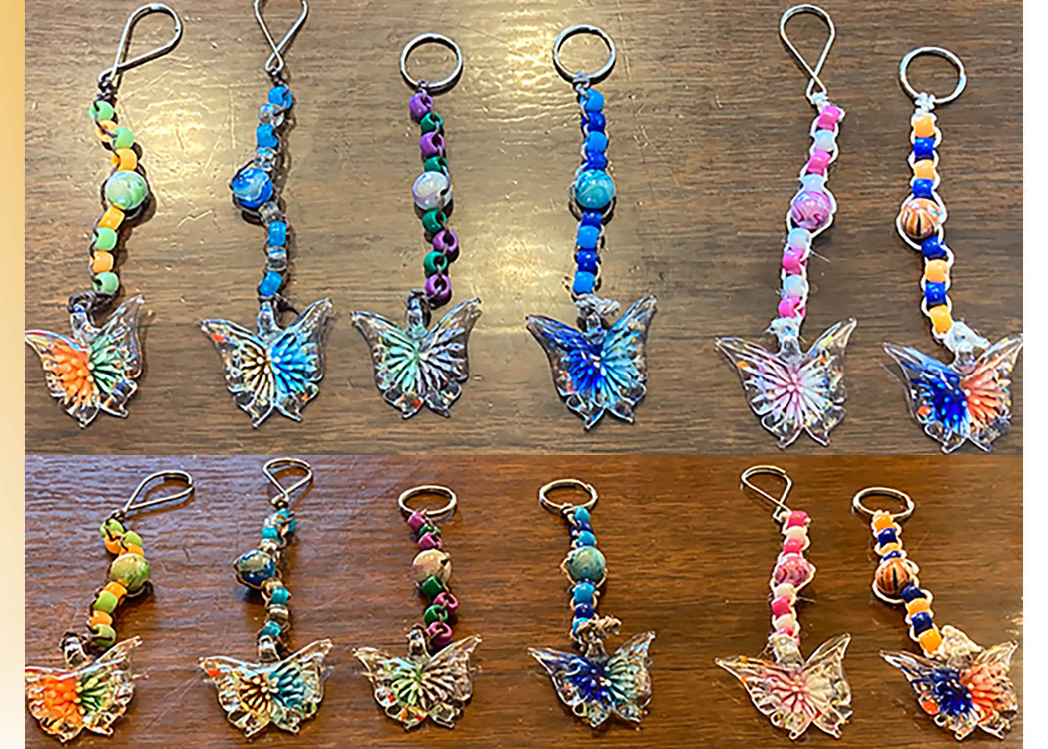 Colored Glass Butterfly Keychains Beaded Keychains Butterfly Etsy