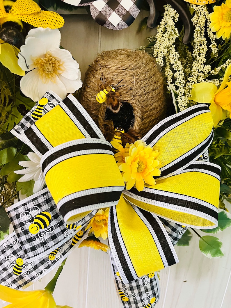 Bee Door Wreath, Bee Hive Wreath, Spring and Summer Bee Wreath, Bee ...