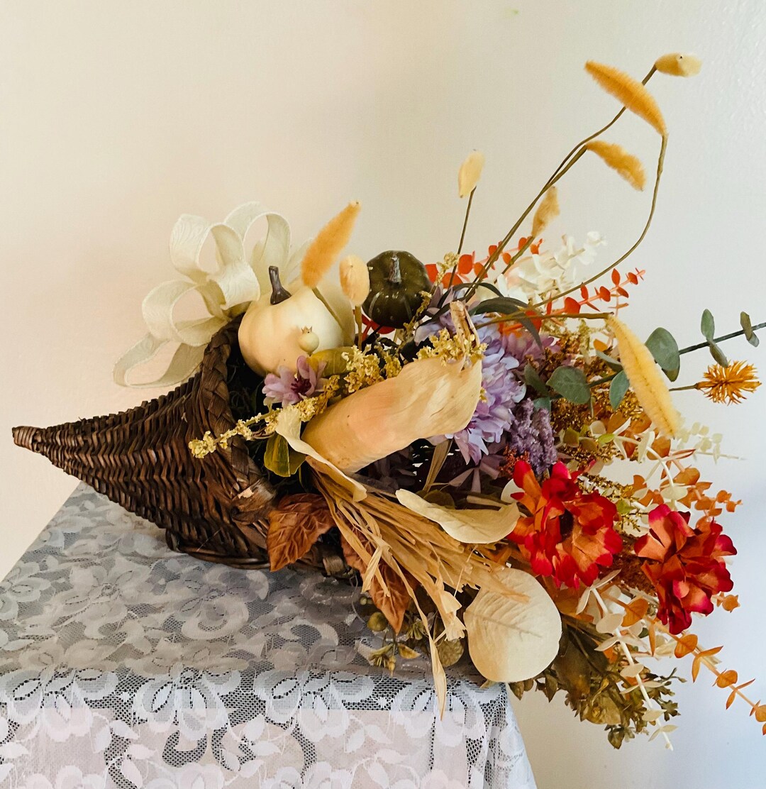 Rustic Fall Cornucopia Centerpiece: Harvest Table Decor - Etsy