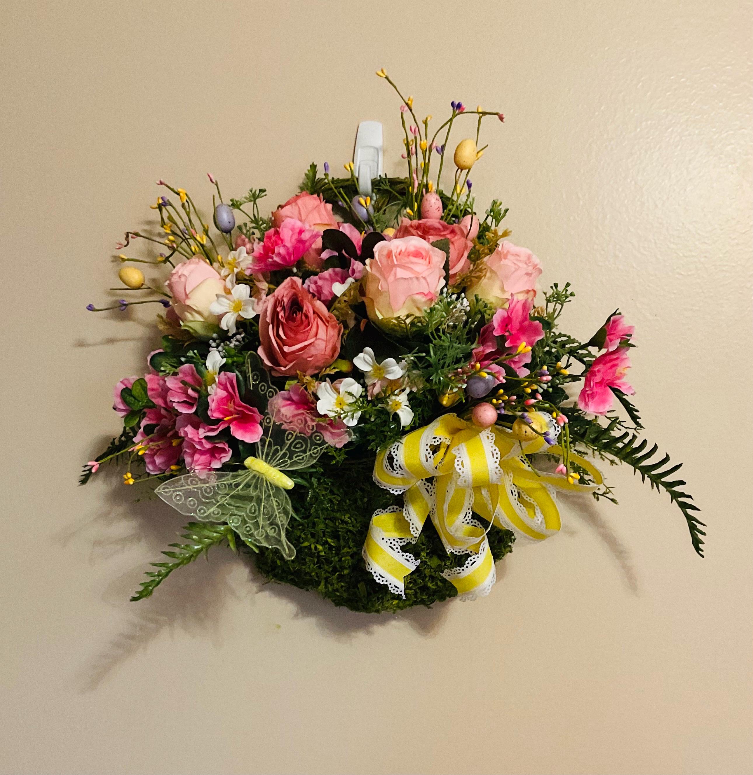 Floral Moss Basket Door Hanger: Interchangeable Valentine's & Easter ...